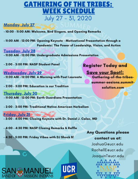 Gathering of the Tribes: Summer Session - Week Schedule | Native ...
